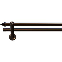 Indeko Gardinenstange &raquo;Calais&laquo; &Oslash; 20 mm 2 l&auml;ufig-l&auml;ufig Wunschma&szlig;l&auml;nge Komplett-Set inkl. Montagematerial braun B/L: 450cm &Oslash; 20mm, 2 l&auml;ufig