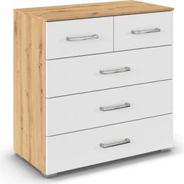 Rauch Kommode &raquo;Gamma&laquo; Breite 80 cm / H&ouml;he 81 cm, verschiedene Griffvarianten/-Farben, mit f&uuml;nf ger&auml;umigen Schubladen in verschiedenen Gr&ouml;&szlig;en MADE IN 
