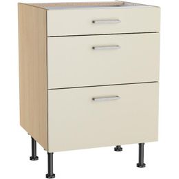 KOCHSTATION Unterschrank &raquo;KS-Lucy&laquo; Breite 60 cm, 1 Schubkasten, 2 Ausz&uuml;gen, Soft-Close, verstellb. F&uuml;&szlig;e Eiche hell, B/H/T: 60cm x 87cm x 58,1cm, 