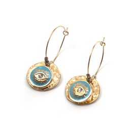 Firetti Damen Paar Creolen &raquo;Ohrschmuck Auge&laquo; blau 25mm, Metall