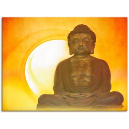 Artland Leinwandbild &raquo;Buddha 2&laquo; Religion 1 Stk. tlg. auf Holzrahmen gespannt orange Leinwand B/H/T: 80cm x 60cm, Leinwandbild Religion Querformat, 1 Stk.