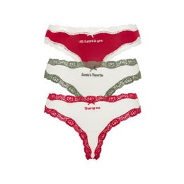 LSCN BY LASCANA Damen String, Gr. 36, rot, Jersey, Obermaterial: 95% Modal, 5% Elasthan. Spitze: 90% Polyamid, 10% Elasthan, kontrastfarbene Details,