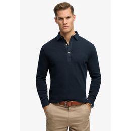 Superdry Herren Langarm-Poloshirt &raquo;CLASSIC RUGBY TOP&laquo; aus Baumwolle und Single Jersey, Relaxed Fit, mit kurzer Knopfleiste blau S