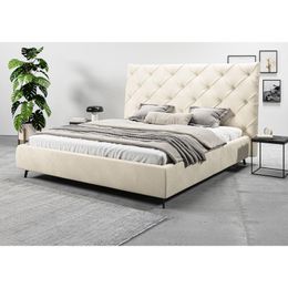 Home Affaire Polsterbett &raquo;Maxime, in 4 Breiten bis 200cm, auch in Leder&laquo; Kopfteilh&ouml;he 143 cm, belastbar bis 280 kg, auch in &Uuml;berl&auml;nge 220cm beige 94% 