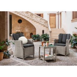 Destiny Balkonset &raquo;LUNA MERANO 2 Se + Beistelltisch 46x46cm, vintage wei&szlig;&laquo; Set, 3 Stk. tlg. Aluminium, Polyrattan wei&szlig; Aluminium, Polyester, Polyrattan 
