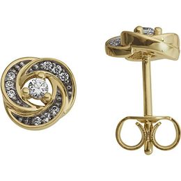 Firetti Damen Paar Ohrstecker &raquo;Schmuck Geschenk Gold 333 Ohrschmuck Ohrringe Knoten&laquo; mit Diamant gold 7,5mm, 0,11 P2 = erkennbare Einschl&uuml;sse, 