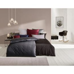 Kaeppel Bettw&auml;sche &raquo;Uni&laquo; 2 Stk. Unifarben grau Mako-Satin, Obermaterial: 100% Baumwolle B/L: 155cm x 220cm, 1 Stk., 1 Stk., Mako-Satin, B/L: 80cm x 80cm, 2 