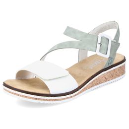 Rieker Damen Riemchensandale Sommerschuh, Sandalette, Keilabsatz, mit asymmetrischem Riemchen gr&uuml;n 41