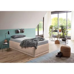 Westfalia Schlafkomfort Polsterbett &raquo;Texel&laquo; Standardh&ouml;he mit Zierkissen, Bettkasten bei Ausf&uuml;hrung mit Matratze beige Bezug Bett: Veloursstoff 100% Polyester oder Microfaser 