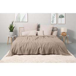 OTTO home Tagesdecke &raquo;Mira&laquo; leichte Tagesdecke aus 100% Baumwolle, uni &Uuml;berwurf, ohne F&uuml;llung beige Obermaterial: 100% Baumwolle B/L: 150cm x 250cm
