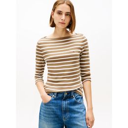 Tommy Hilfiger Damen 3/4-Arm-Shirt &raquo;NEW CODY BOAT-NECK&laquo; Baumwolle, U-Boot-Ausschnitt, Slim Fit braun XXXL(46)