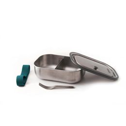 black+blum Lunchbox mit Silikon-Ventil, Gabel und Gurt, 1000 ml blau Edelstahl B/H/L: 15cm x 6,5cm x 20cm
