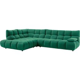 Home Affaire Ecksofa &raquo;Cozy Bubble, mit klappbarer Armlehne, Breite 324 cm&laquo; mit eleganter Steppung, Rundumbezug & weicher Polsterung gr&uuml;n 95% Polyester