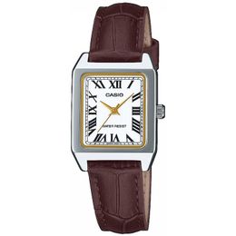 Casio Timeless Collection Damen CASIO TIMELESS COLLECTION Quarzuhr Armbanduhr, Damenuhr, analog, Lederarmband braun Einheitsgr&ouml;&szlig;e
