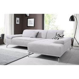 OTTO home Ecksofa &raquo;Caluna&laquo; Inkl.Sitztiefenverstellung, wahlweise mit Kopf- und Armteilverstellung silber Flachgewebe Mura: (100% Polyester);Luxus-