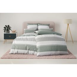 OTTO home Bettw&auml;sche &raquo;Yonne&laquo; 2 in frischen Farben, gestreifte Bettw&auml;sche, ab Gr. 135x200 cm gr&uuml;n Renforc&eacute;, Obermaterial: 100% Baumwolle B/L: 135cm x 