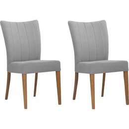 OTTO home 4-Fu&szlig;stuhl &raquo;Dia&laquo; (Set) 2 Stk.Gestell Eiche massiv ge&ouml;lt grau Polyester B/H/T: 47cm x 91cm x 66cm, 2 Stk., Strukturstoff