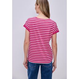 Street One Damen T-Shirtmagenta dream, Gr. 46, gestreift, Web, 50% Modal, 50% Baumwolle, Shirts, Jersey