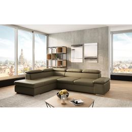 Sit & More sit&more Ecksofa &raquo;Valantine L-Form, B: 272 cm&laquo; mit Arm- & Kopfteilverstellung, optional mit Schlaffunktion gr&uuml;n NaturLEDER B/H/T: 272cm x 73cm x 226cm