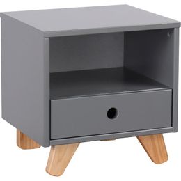 M&ouml;bilia Nachtkommode &raquo;Dolidoo&laquo; in skandinavischem Look grau Holz teilmassiv, MDF B/H/T: 40cm x 40cm x 35cm, 1 Stk., Pinie