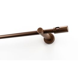 Garesa Gardinenstange &raquo;PANDRI&laquo; &Oslash; 20 mm 1 l&auml;ufig-l&auml;ufig Wunschma&szlig;l&auml;nge Vorhanggarnitur, verl&auml;ngerbar, gerader Knopf mit Ausschnitt braun Holzwerkstoff,