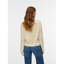 V&eacute;ro Moda VERO MODA Damen Strickpullover "VMPUFF LS O-NECK PULLOVER BOO", beige, Gr. M, unifarben, Strick, Obermaterial: 56% Nylon, 44% Polyacryl, Pullover,