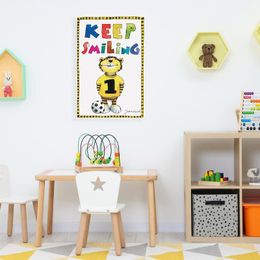 LuckyLinde Leinwandbild &raquo;Der kleine Tiger mit Fu&szlig;ball&laquo; Ente Enten Figuren Filmfiguren Motivationsbilder Schriftzug Sport Spr&uuml;che Tiere Tiger little 