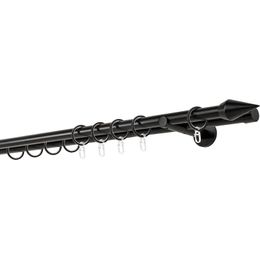 mydeco Gardinenstange &raquo;20mm Point Wandtr&auml;ger 14 cm&laquo; 2 l&auml;ufig-l&auml;ufig Fixma&szlig; schwarz Aluminium B/L: 180cm, 2 l&auml;ufig