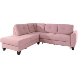Sit & More sit&more Ecksofa &raquo;Varese L-Form&laquo; mit Federkern, wahlweise mit Schlaffunktion und Stauraum rosa Luxus-Microfaser (100% Polyester)IStruktur fein (100% 