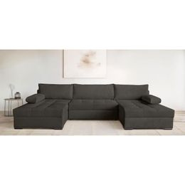 OTTO home Wohnlandschaft &raquo;Home System U-Form, von B: 269-352 cm w&auml;hlbar, 6 Varianten zur Auswahl&laquo; Schlaffunktion, Bettkasten & Zierkissen, Federkern 