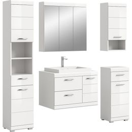 Welltime Badm&ouml;bel-Set &raquo;SIENA, 5-teilig, Waschtisch, Spiegel-, H&auml;nge-, Unter- & Hochschrank&laquo; wei&szlig; Holzwerkstoff, MDF, Spiegelglas B/H/T: 184cmcm x 
