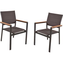 Garden Pleasure Stapelstuhl &raquo;DAVINA, 2er Set&laquo; (Set) 2 Stk.stapelbar braun Kunststoff, Massivholz B/H/T: 58cm x 86cm x 57cm, 2 Stk.