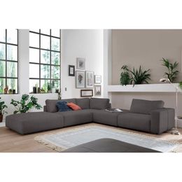 Musterring Ecksofa &raquo;LUCIA L-Form&laquo; in vielen Qualit&auml;ten und 4 verschieden N&auml;hten grau Flachgewebe FLORIS (100% Polyester);Flachgewebe VALMONT (60% Baumwolle/ 40% 