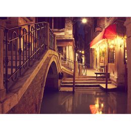 papermoon Fototapete &raquo;VENEDIG-CANAL GASSE ALTSTADT RETRO GASSE BLUMEN MAUER&laquo; Motiv bunt Vlies B/L: 3m x 2,23m, Bahnen: 6 Stk.