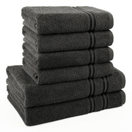 HAMMETEX Handtuch Set &raquo;6-teiliges Handtuch Set, 100% Baumwolle, Weich & Saugstark&laquo; Set 6 Stk. Frottier mit Bord&uuml;re, einfarbig, weich grau Frottier, 