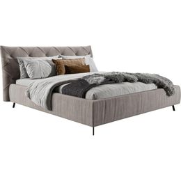 Home Affaire Polsterbett &raquo;Elloree, in 4 Breiten bis 200cm, auch in Leder&laquo; Kopfteilh&ouml;he 105 cm, belastbar bis 280 kg, auch in &Uuml;berl&auml;nge 220cm silber 