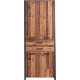 FORTE Aktenschrank &raquo;Clif&laquo; Mehrzweckschrank im Industriestil, Breite 86 cm x H&ouml;he 220 cm grau Old &ndash; Wood Vintage / Betonoptik Dunkelgrau, B/H/T: 86cm x