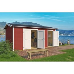 Lasita Maja Gartenhaus &raquo;Tuvalu XL&laquo; Blockbohlenhaus 28mm, 2-Raum rot Massivholz ohne Fu&szlig;boden, ohne Dacheindeckung