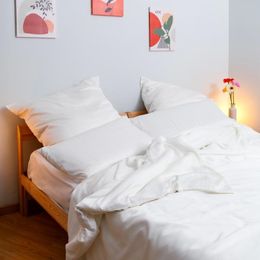 Bettw&auml;sche &raquo;Edel Mako-Satin Bettw&auml;sche, unfassbar weich&laquo; 2 Stk. 135x200 cm, 155x220 & &Uuml;bergr&ouml;&szlig;en I inkl. Kissenbez&uuml;ge 80x80 I Uni wei&szlig; Mako-Satin, 