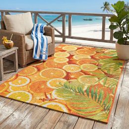 Sansibar Teppich &raquo;Rantum Beach 001&laquo; rechteckig 5 mm H&ouml;he Flachgewebe, modernes Sommer Design, In- und Outdoor geeignet orange Polypropylen B : 60cm 1 Stk., 5mm