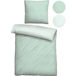 Biberna Wendebettw&auml;sche &raquo;0615211 Premium Satin aus 100% Baumwolle mit Rei&szlig;verschlu&szlig;&laquo; 2 Stk. seidig glatt & atmungsaktiv, Rei&szlig;verschluss, Feine Streifen gr&uuml;n 