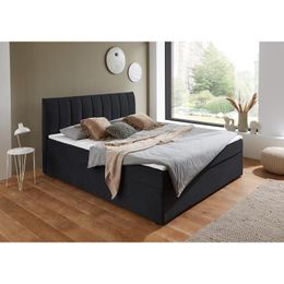 ATLANTIC HOME COLLECTION Boxbett &raquo;Alva, wahlweise mit Matratze&laquo; wahlweise mit Matratze und Topper schwarz Chenille-Optik ohne Bonnell-