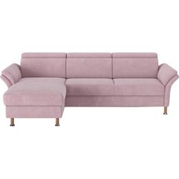 OTTO home Ecksofa &raquo;Calypso L-Form&laquo; mit motorischen Funktionen im Sofa und Recamiere rosa 100% Polyester B/H/T: 260cm x 85cm x 172cm, Struktur, 
