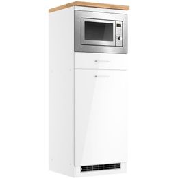 KOCHSTATION Backofen/K&uuml;hlumbauschrank &raquo;KS-Milan&laquo; Mikrowellen-K&uuml;hlschrankumbau 60 cm, matt oder hochgl&auml;nzend wei&szlig; MDF wei&szlig;, B/H/T: 60cm x 166cm x 60cm,