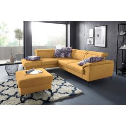 Sit & More sit&more Ecksofa &raquo;Percy L-Form&laquo; 12 cm Fu&szlig;h&ouml;he, Sitztiefenverstellung, wahlweise in 2 Fu&szlig;farben gelb B/H/T: 270cm x 77cm x 235cm, Luxus-Microfaser 