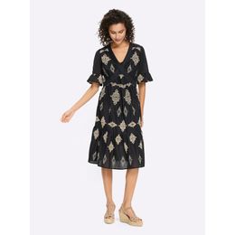 Heine Kleid Damen Gr&ouml;&szlig;e 50 beige / schwarz Sommerkleid