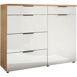 Wiemann Kombikommode &raquo;Como&laquo; vormontiert wei&szlig; Floatglas, Holzwerkstoff, Metall B/H/T: 100cm x 91,2cm x 43cm, 5 Stk., 1 Stk.