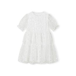 MINOTI Kleid M&auml;dchen Gr&ouml;&szlig;e 104/110 silber / wei&szlig;