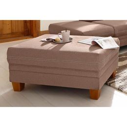 OTTO home Hocker &raquo;Husum&laquo; mit Kontrastnaht braun Luxus-Microfaser mit Druck (100% Polyester);Luxus-Microfaser in Lederoptik (100% Polyester);Luxus-