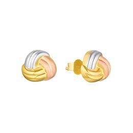 Amor Damen Paar Ohrstecker &raquo;Tricolor&laquo; rosa Gelbgold 375